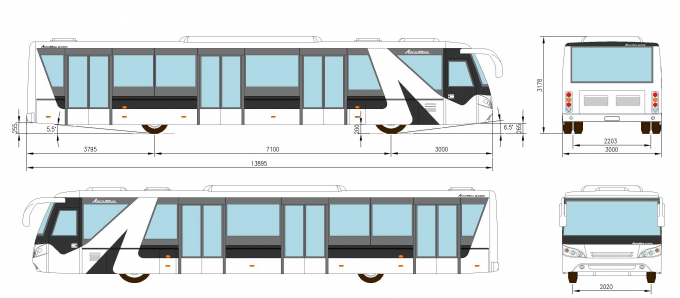 Durable Low Carbon Alloy Steel Body Airport Apron Bus With Adjustable Seats