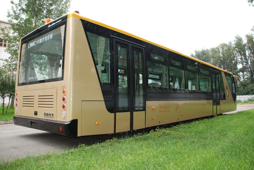 Low Carbon Alloy Steel 51 Passenger Airport Apron Bus , 4 Strok Diesel ...